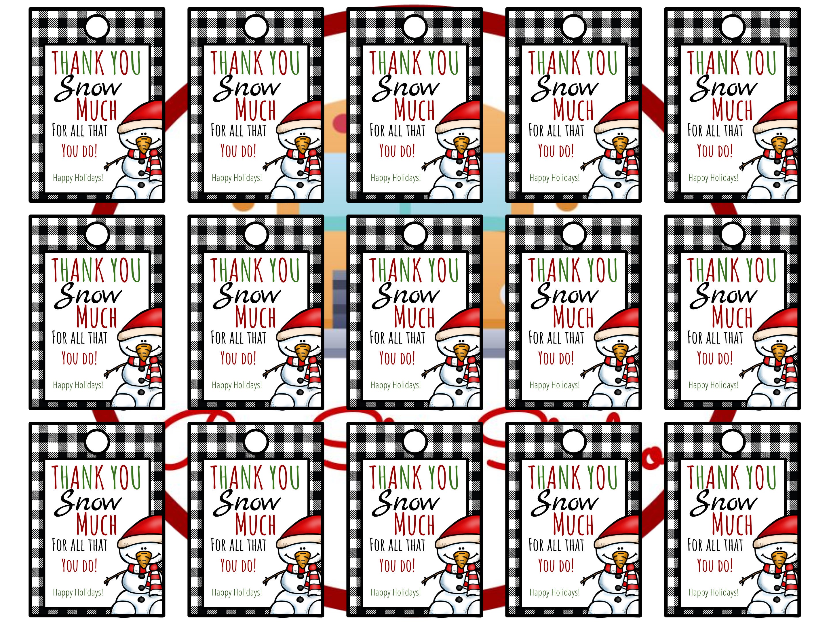 Thank You SNOW Much for All That You Do Tags Christmas - Etsy