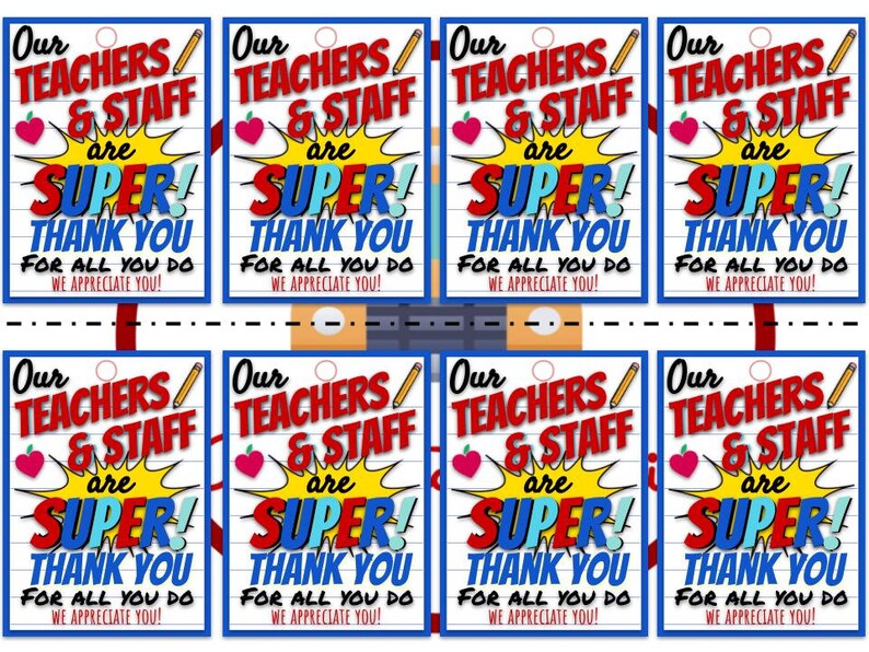 Printable Teacher Gift Tags, Super Hero Teacher Tags, Easy Teacher ...