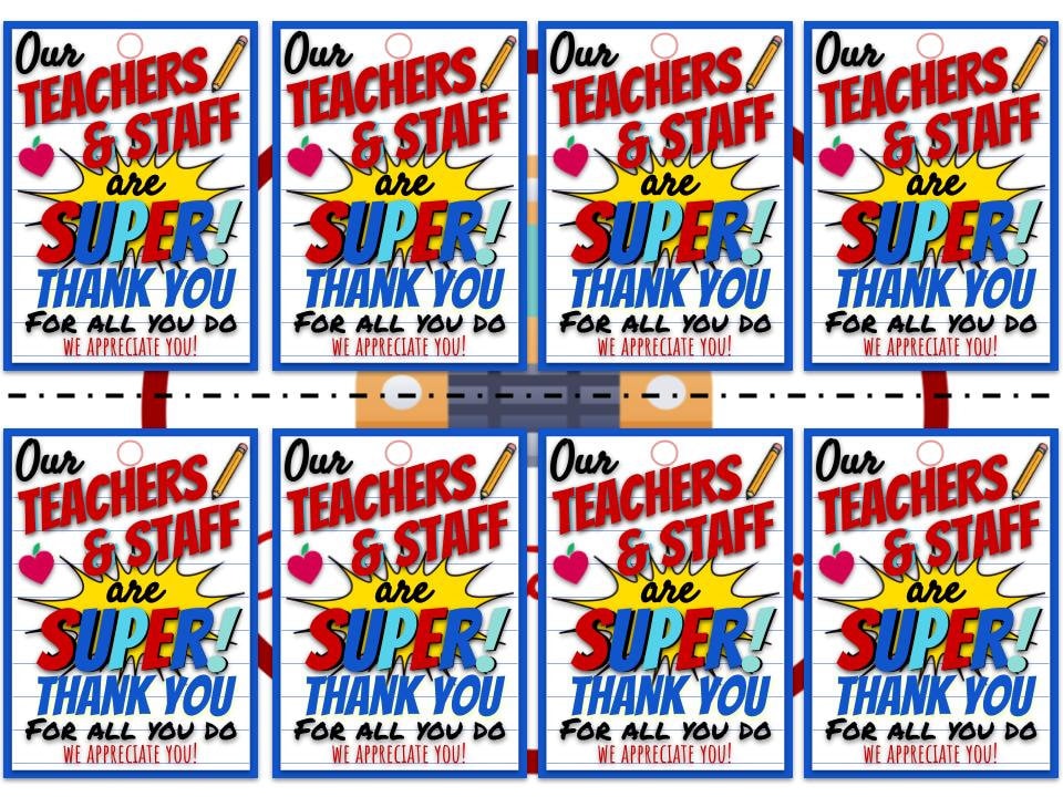 Printable Teacher Gift Tags, Super Hero Teacher Tags, Easy Teacher ...