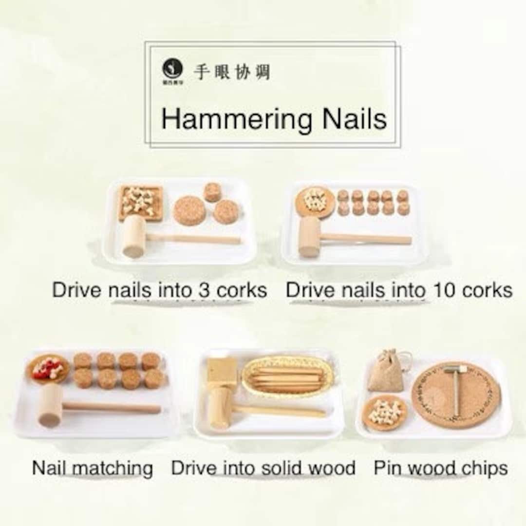 Hammering a Nail Montessori Practical Life Activity Woodwork Hand-eye ...