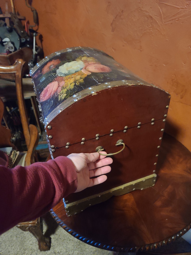 Large, Wonderful, Wooden, Hand-painted, Vintage Treasure Box - Floral ...