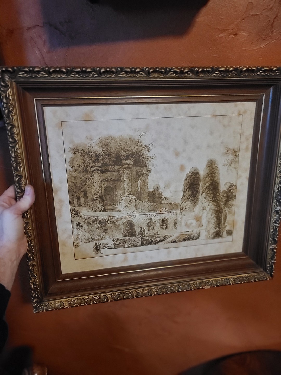 Beautiful, Large, Vintage, Engraving, "rome 1905" in Stunning Hardwood ...