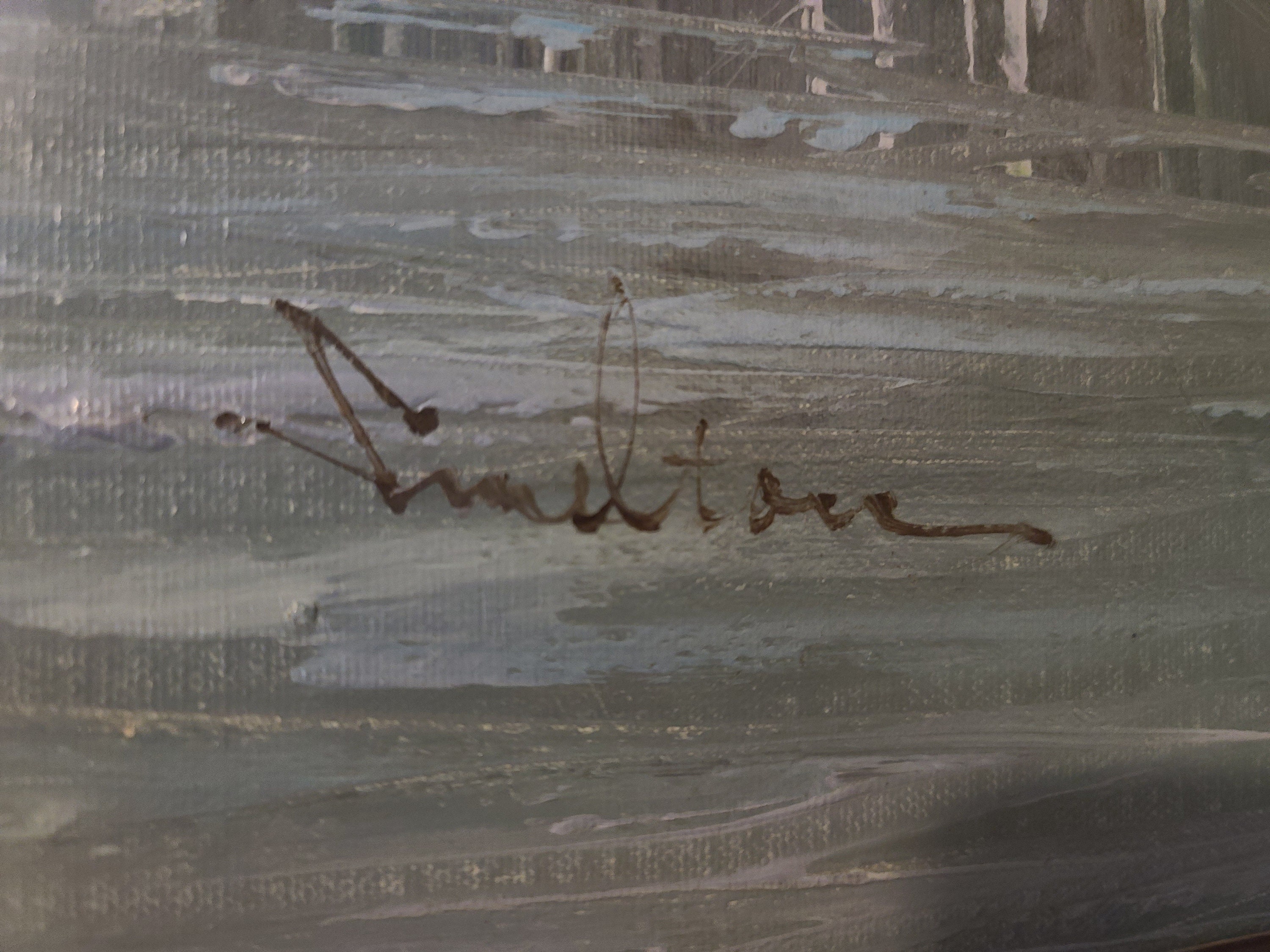 Large, Beautiful, Original Oil on Canvas Painting - 1800s Warf/nautical ...