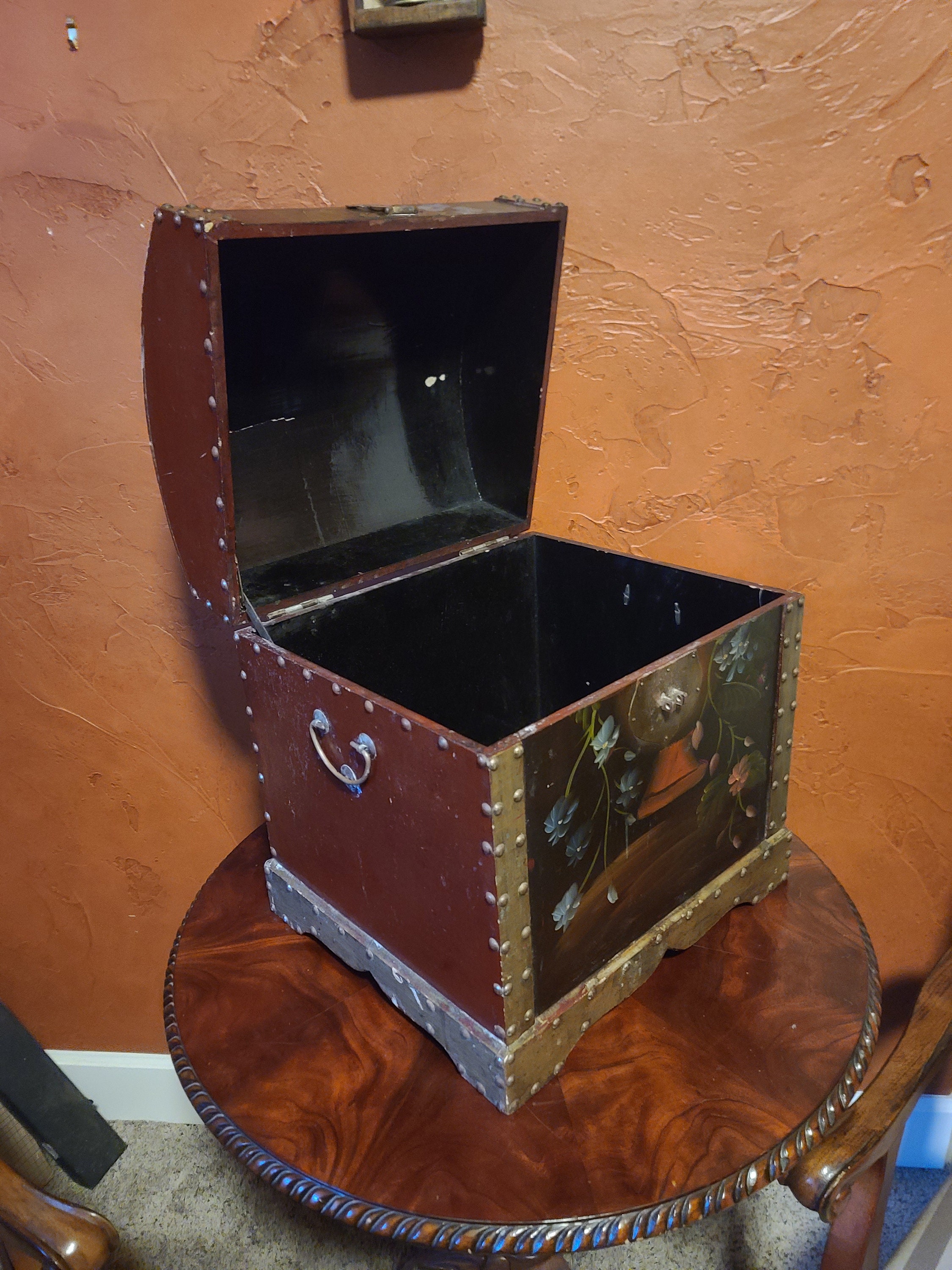 Large, Wonderful, Wooden, Hand-painted, Vintage Treasure Box - Floral ...