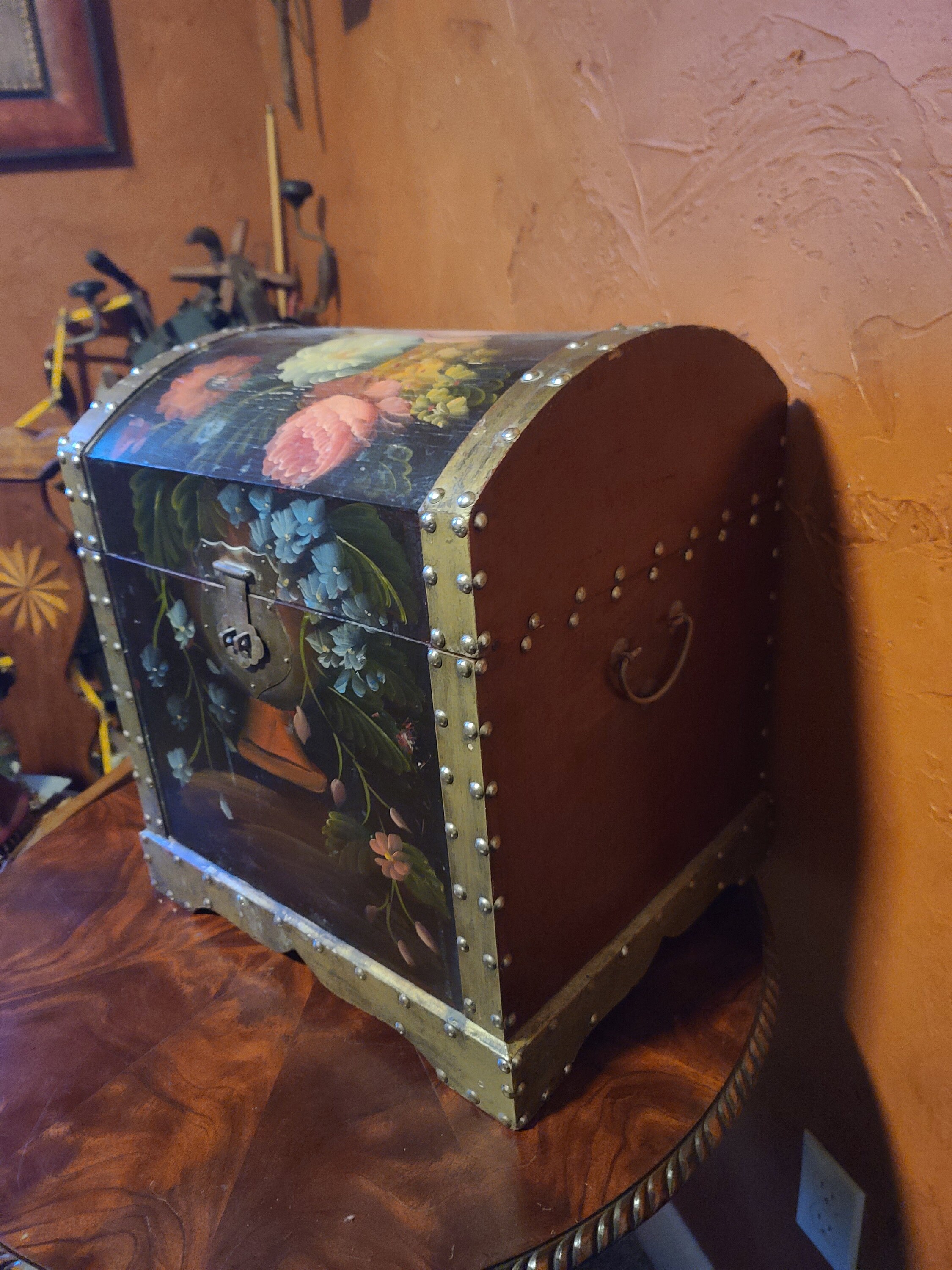 Large, Wonderful, Wooden, Hand-painted, Vintage Treasure Box - Floral ...