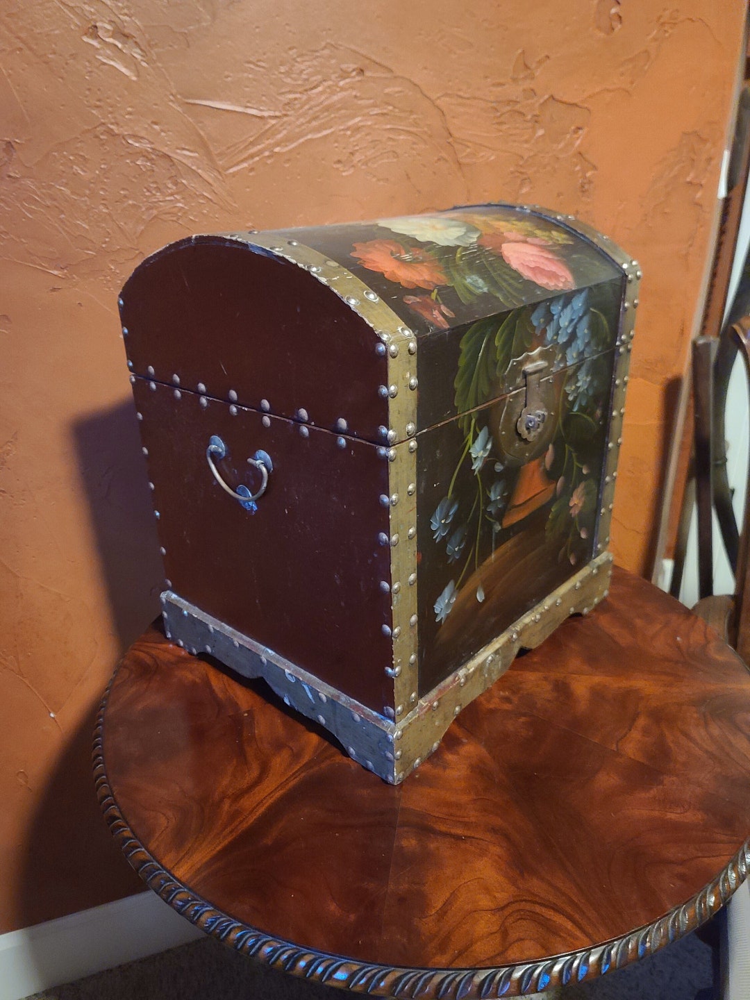 Large, Wonderful, Wooden, Hand-painted, Vintage Treasure Box - Floral ...