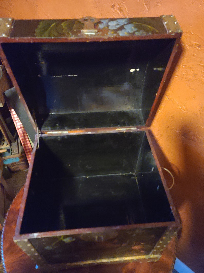 Large, Wonderful, Wooden, Hand-painted, Vintage Treasure Box - Floral ...