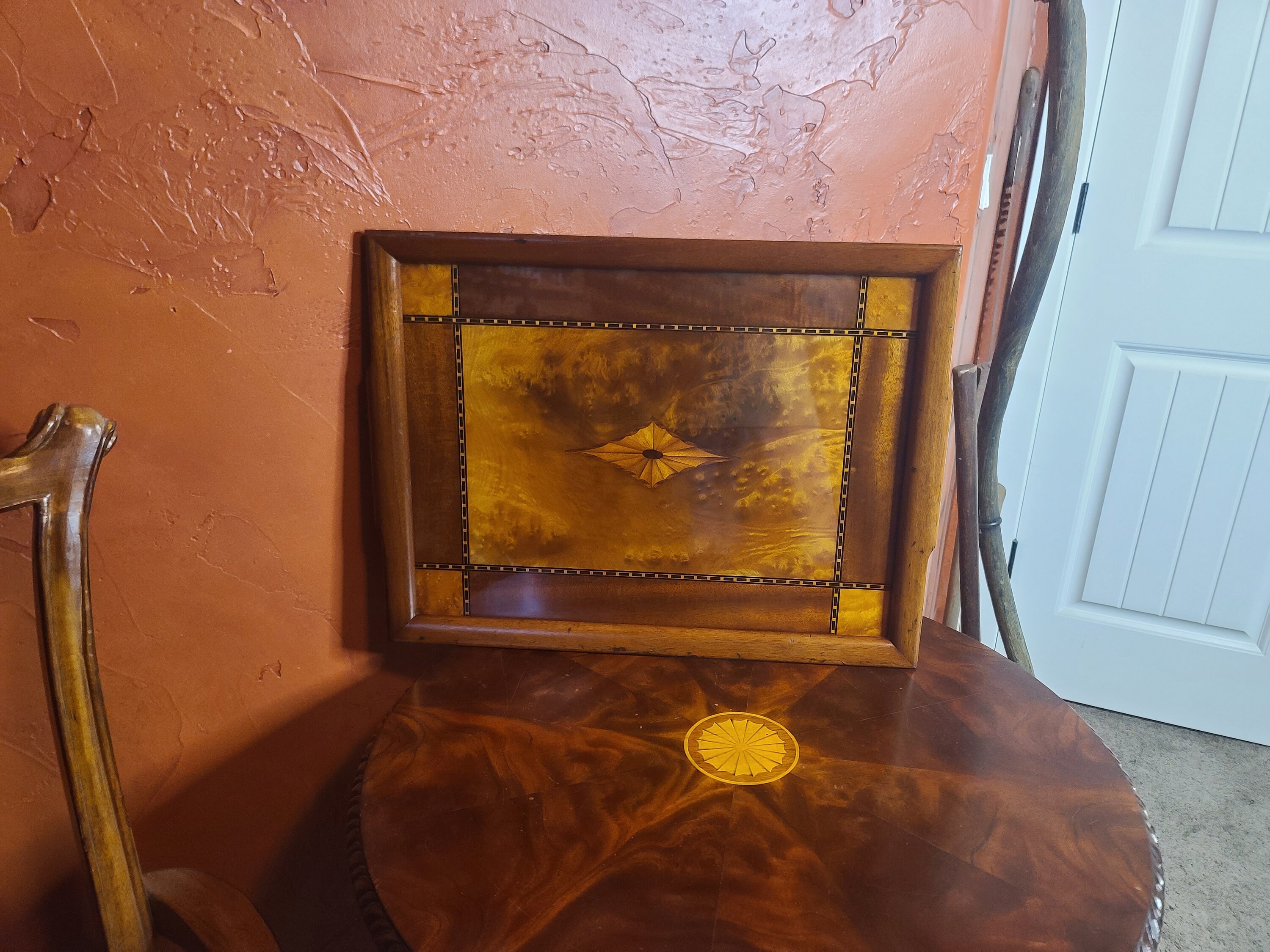 Large, Absolutely Stunning Midcentury Burled Walnut, Inlaid Exotic ...