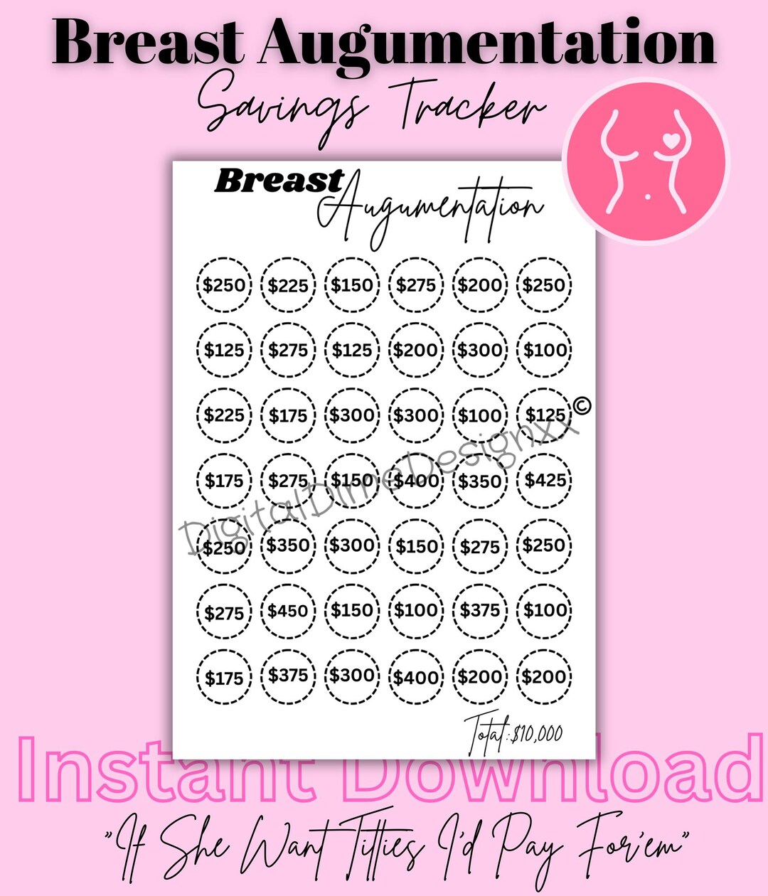 Breast Augmentation Savings Tracker Glow-up Goal | Cosmetic Surgery ...