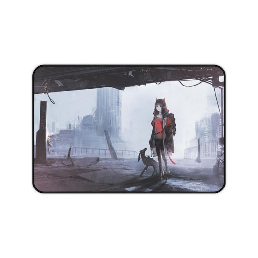 Anime Girl Desk Mat Apocalyptic Sci-fi Design Desk Pad Modern Desk Mat ...