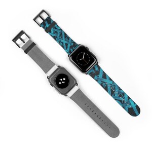 Graffiti Calligraphy Apple Watch Band Blue Letters Iwatch Bands ...
