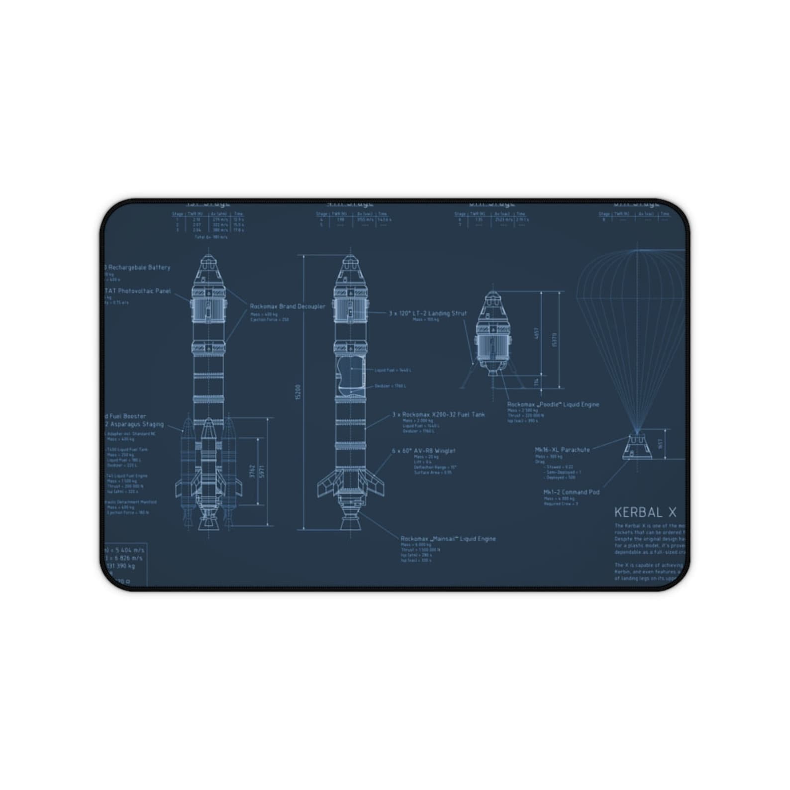 Rocket Drawing Desk Mat Cute Space Desk Pad Modern Desk Mat Space Desk ...