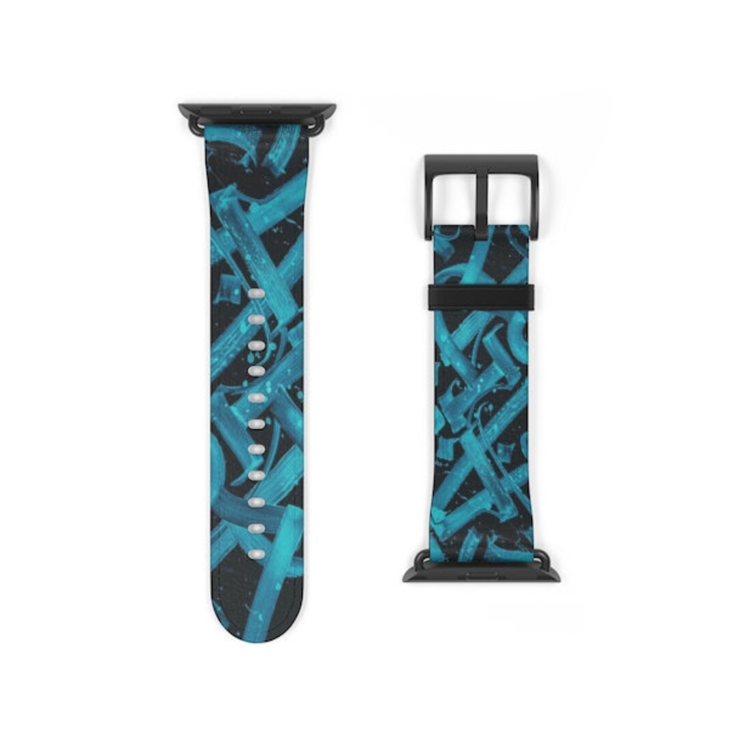 Graffiti Calligraphy Apple Watch Band Blue Letters Iwatch Bands ...