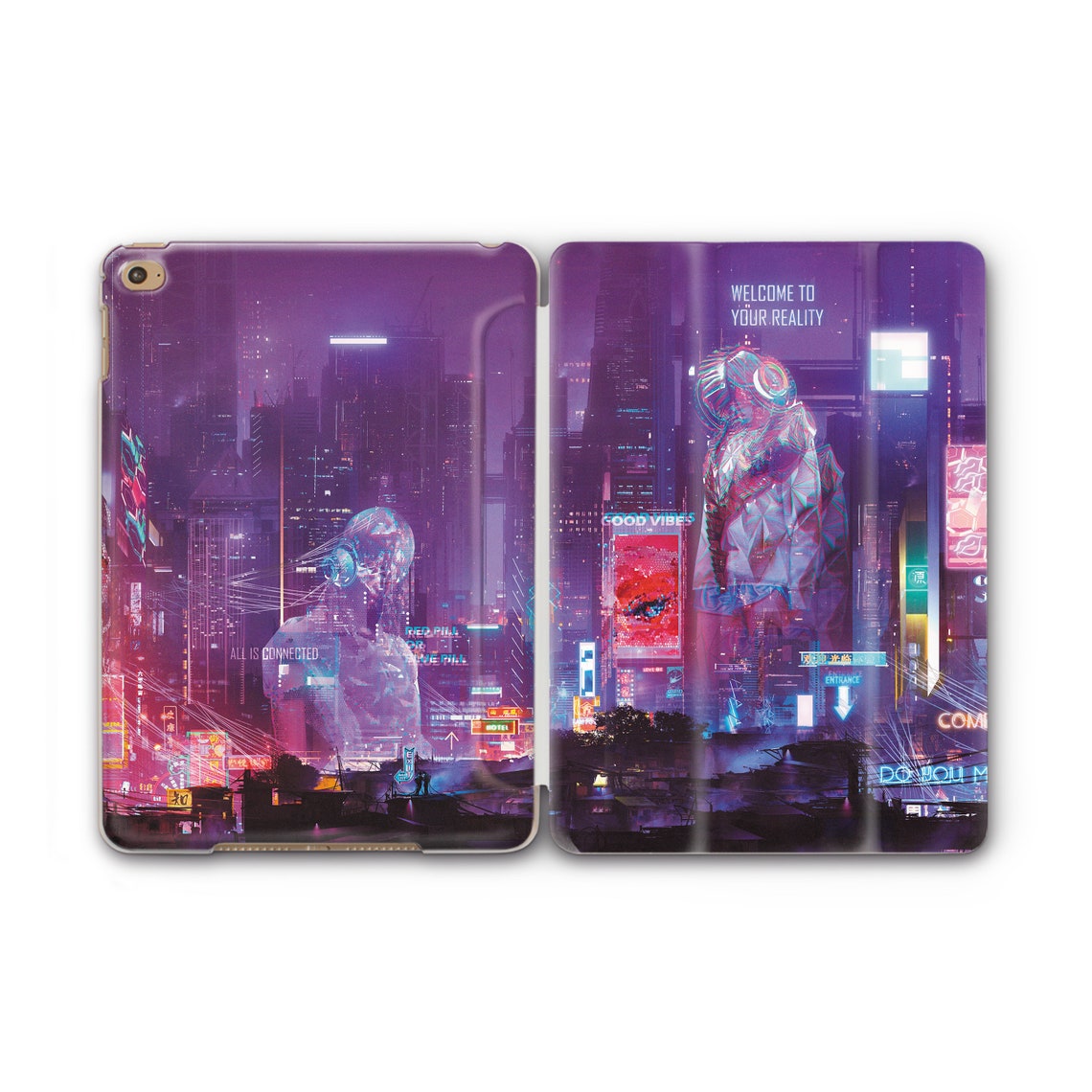 Cyberpunk Night City Neon Holographic iPad Smart Case New 2025 iPad Air ...