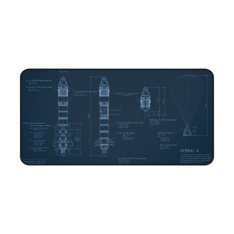 Rocket Drawing Desk Mat Cute Space Desk Pad Modern Desk Mat Space Desk ...