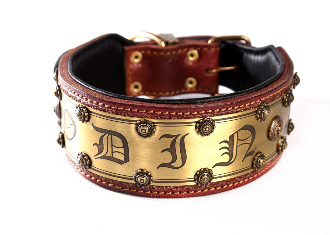 Custom Dog Collar With Name Personalized Collar Real Leaather Handmade ...
