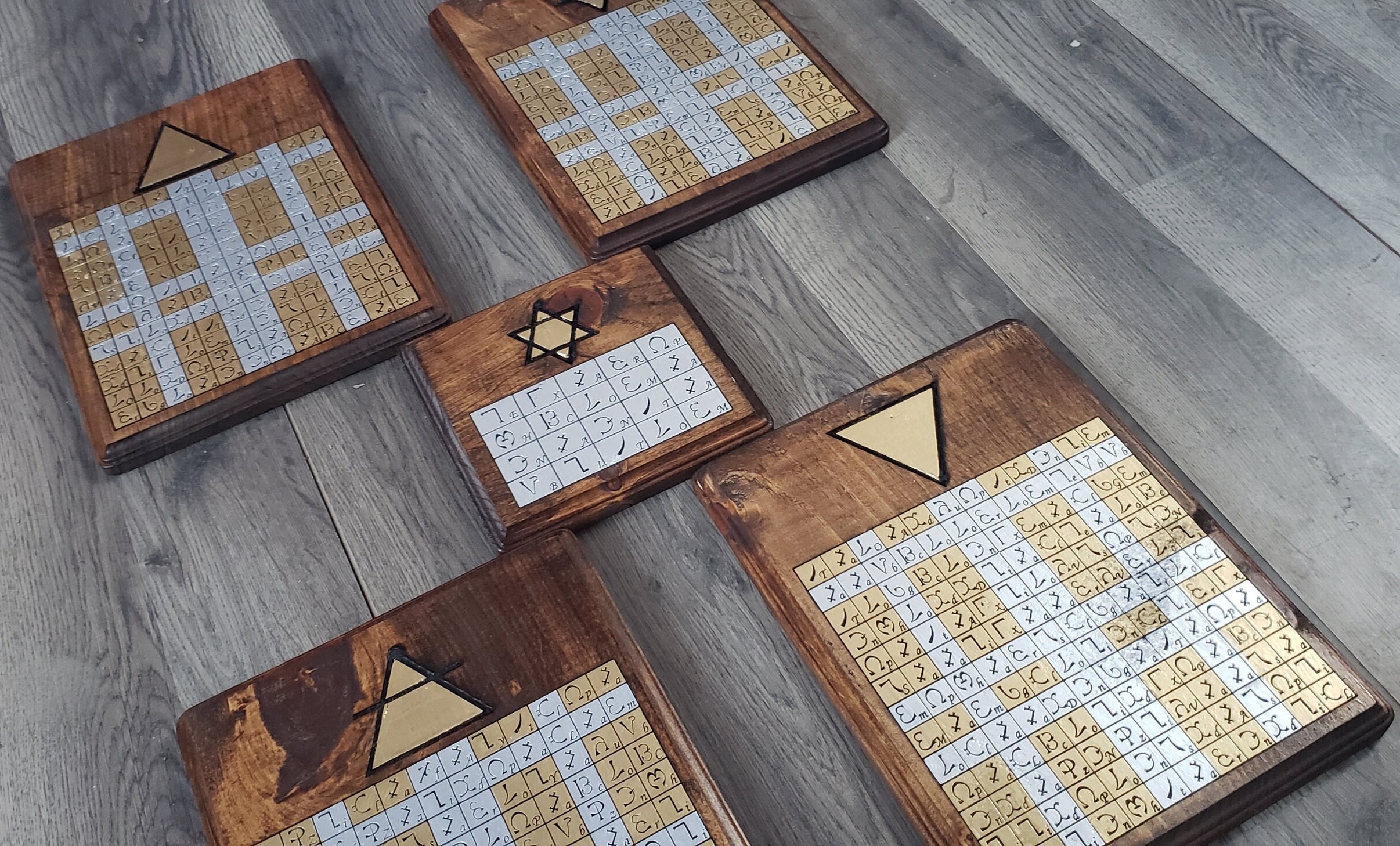 Enochian Great Table set of 5 Tablets: Air, Water, Fire, Earth and ...