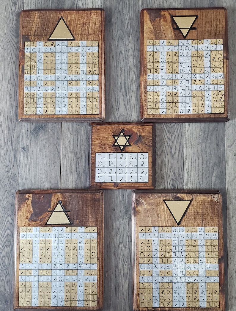 Enochian Great Table set of 5 Tablets: Air, Water, Fire, Earth and ...
