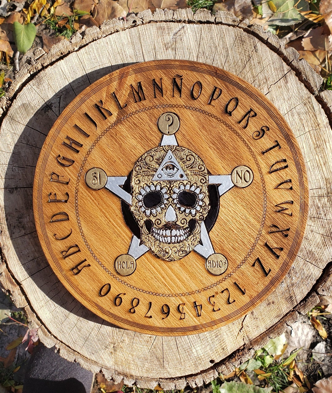 Dia De Los Muertos Pendulum Board - Spanish Alphabet - Divination Tool ...