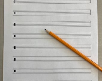 Printable Blank Sheet Music PDF - 9 Staff Lines - Tenor Format for ...