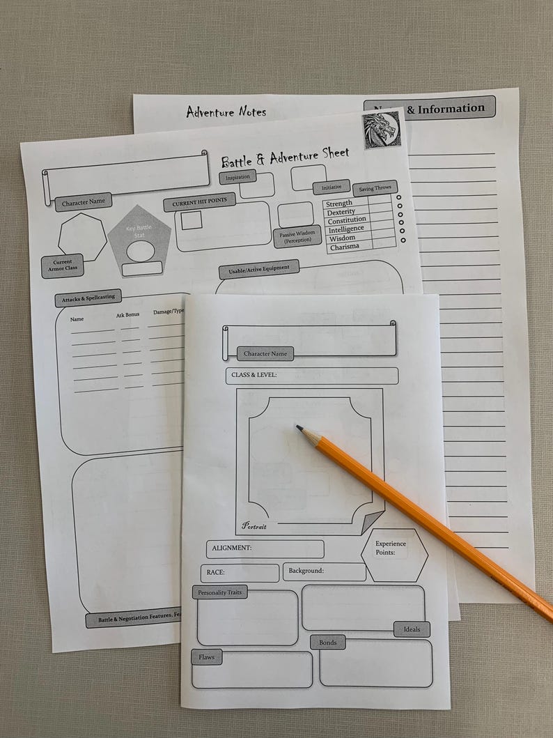 Printable RPG Blank Character Sheets Booklet Customizable D&D Character ...