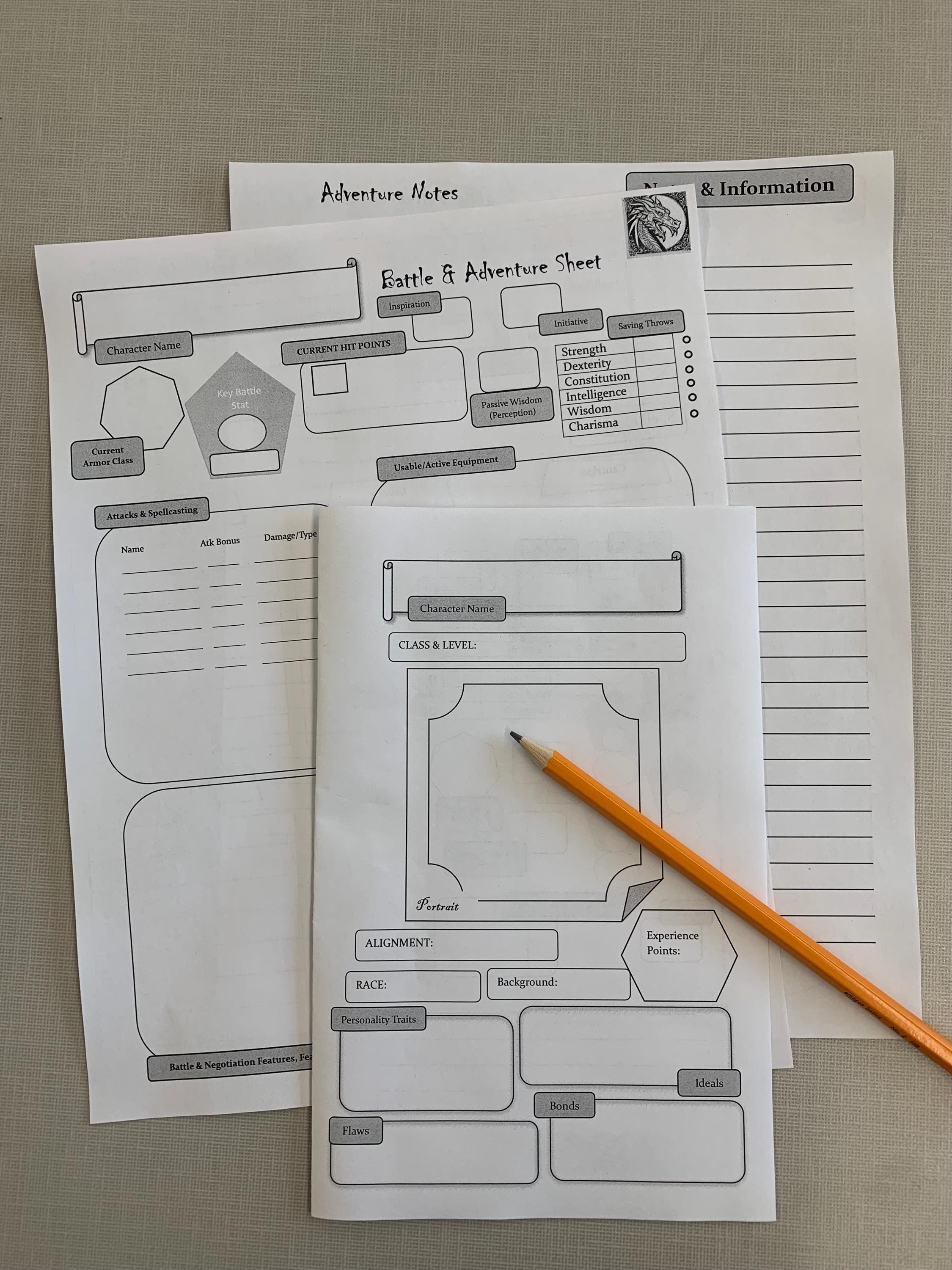 Printable RPG Blank Character Sheets Booklet | Customizable D&D ...
