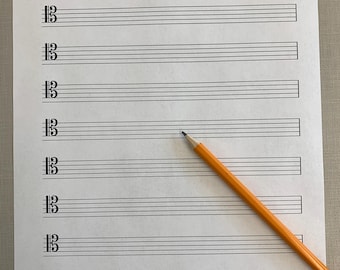Printable Blank Sheet Music PDF - 8 Staff Lines - Grand Staff Format ...