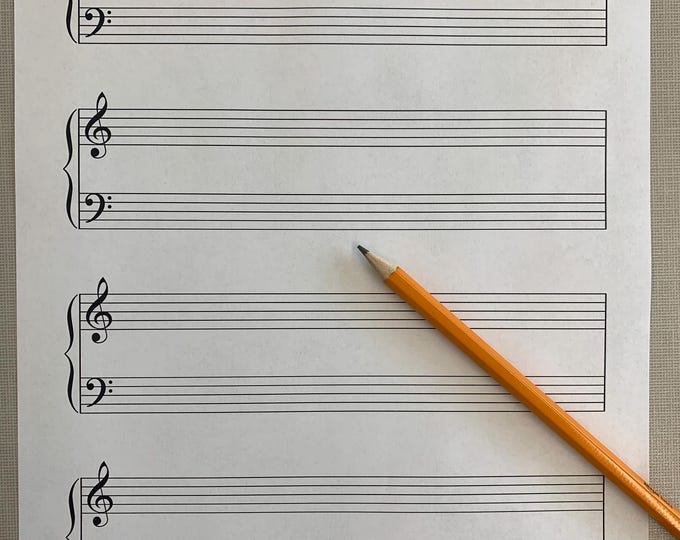 Printable Blank Sheet Music PDF - 8 Staff Lines - Grand Staff Format ...