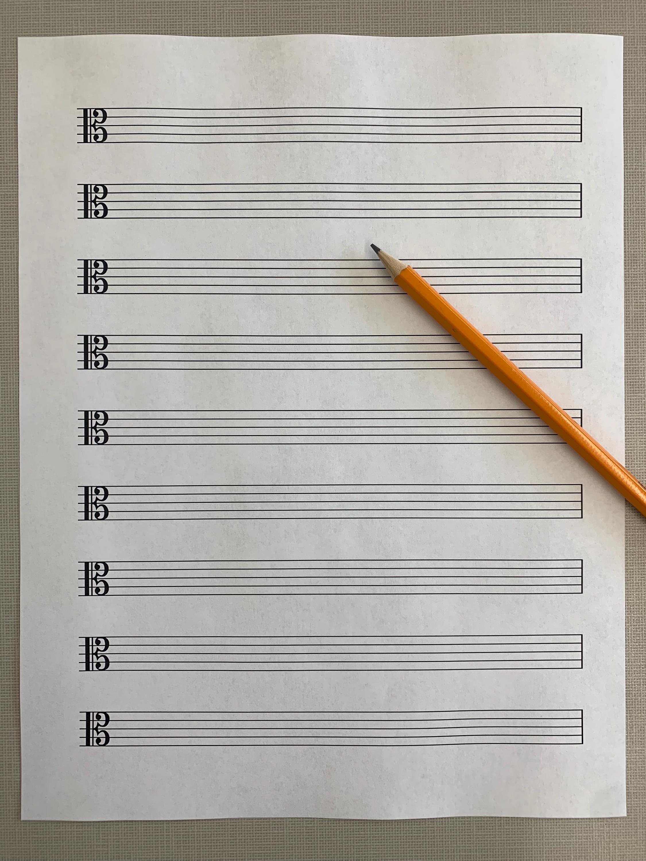 Printable Blank Sheet Music PDF - 9 Staff Lines - Alto Format for ...