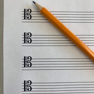 Printable Blank Sheet Music PDF - 9 Staff Lines - Tenor Format for ...