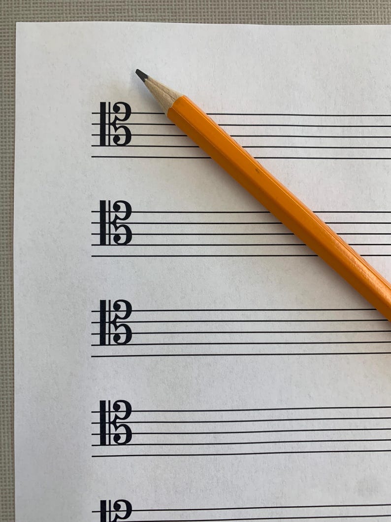 Printable Blank Sheet Music PDF - 9 Staff Lines - Tenor Format for ...