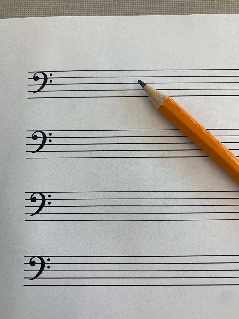 Printable Blank Sheet Music PDF - 9 Staff Lines - Bass Format for ...