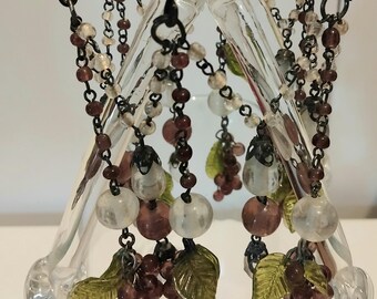 Choice Candle Bobeches Clear Glass Pink Flowers Etched Leaves Roses ...