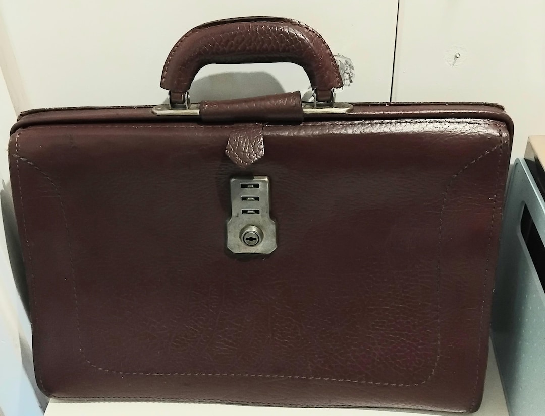 Cheney Vintage Brown Leather Briefcase - Etsy