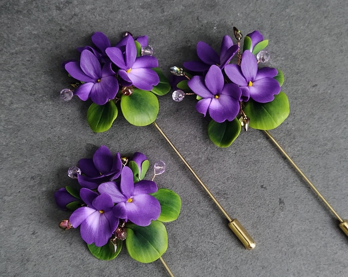 Violet Brooch, Purple Jewelry, Floral Accessories, Wild Violet Jewelry ...