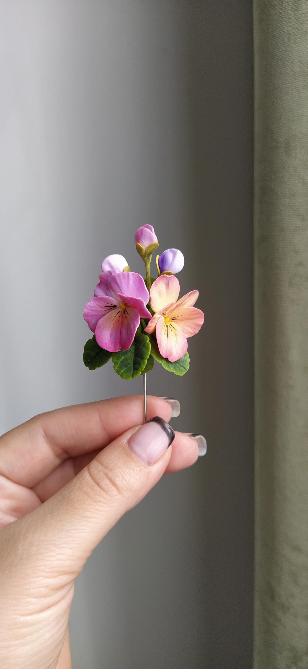 Polymer Clay Pansy Flower Brooch, Handmade Floral Accessories - Etsy