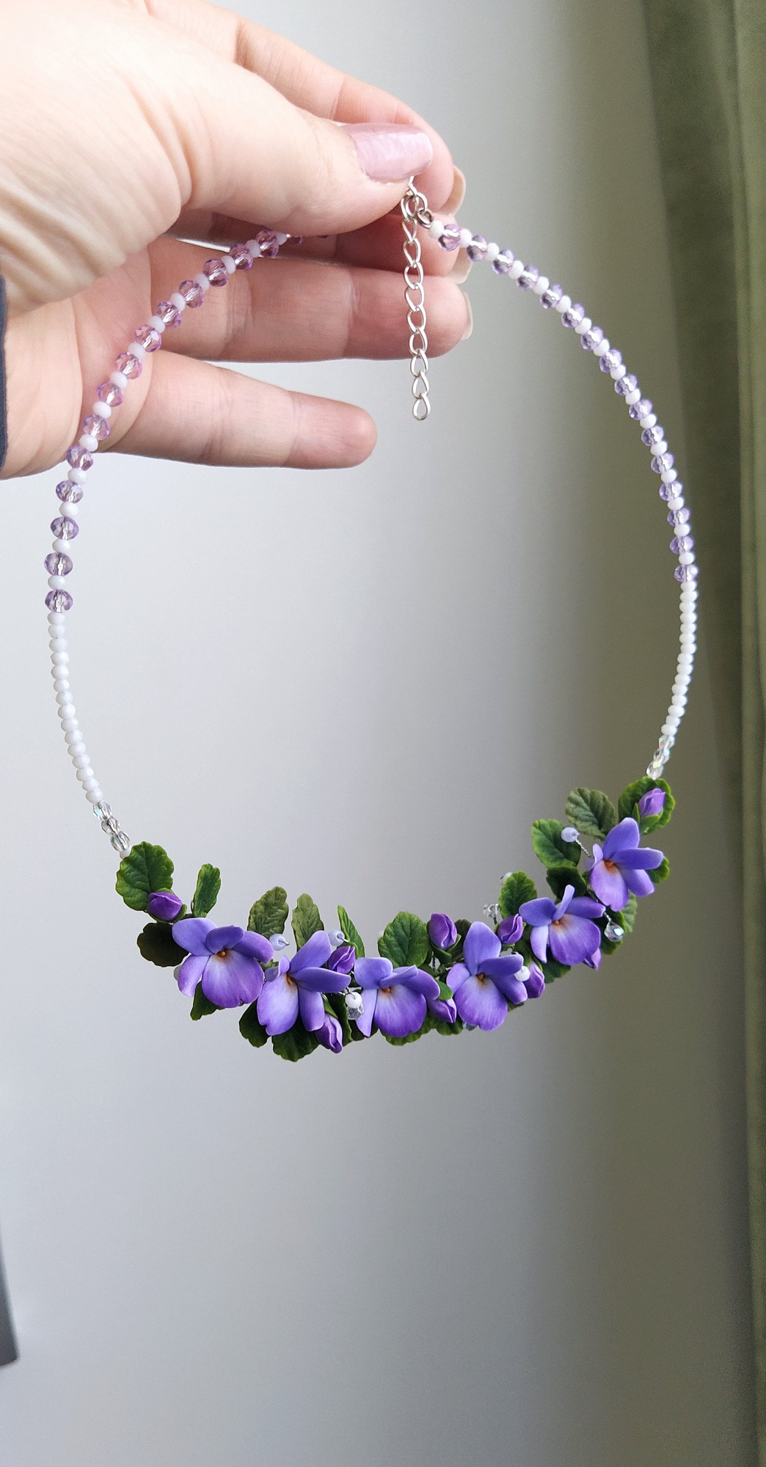 Violet Necklace, Purple Necklace, Viola Jewelry, Polymer Clay Jewelry ...