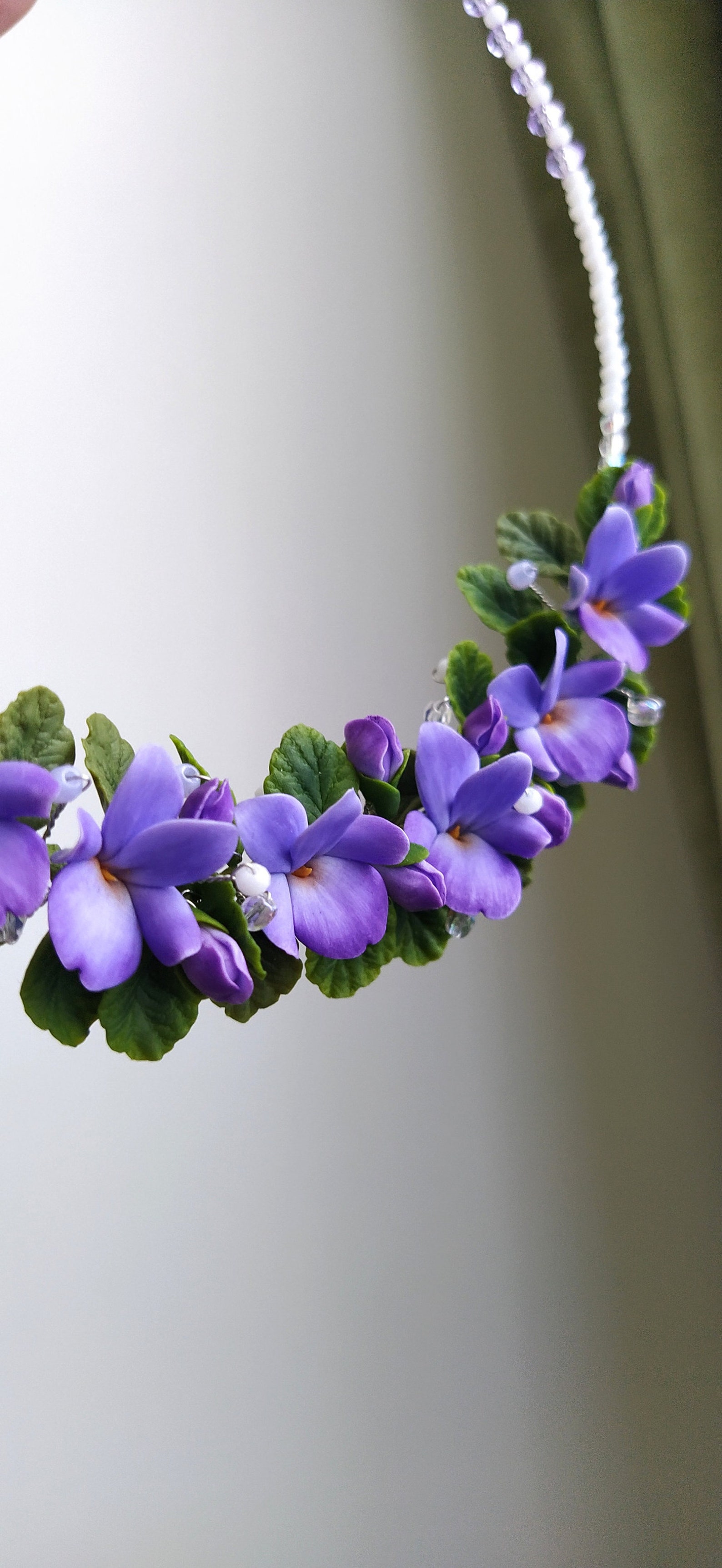 Violet Necklace, Purple Necklace, Viola Jewelry, Polymer Clay Jewelry ...