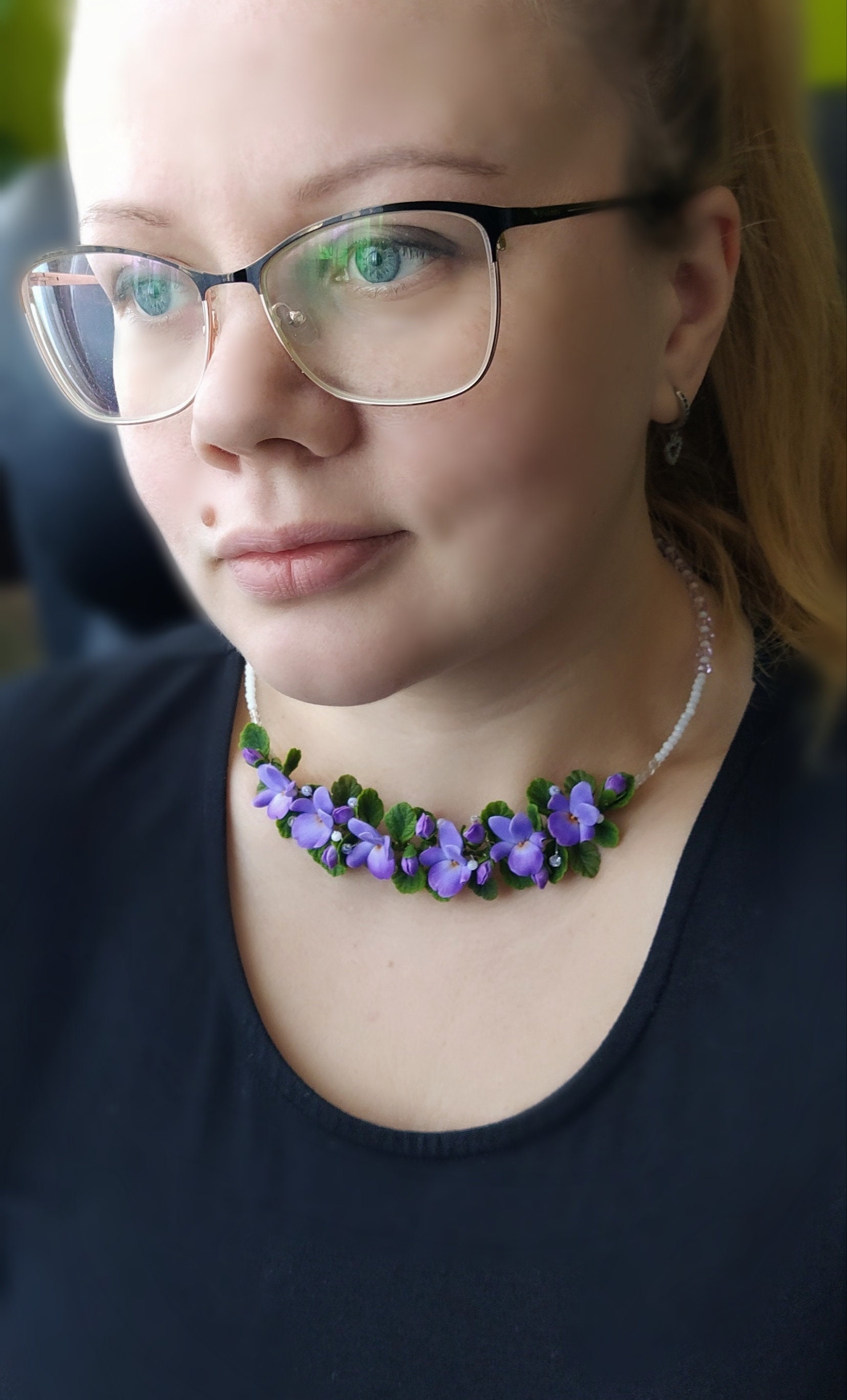 Violet Necklace, Purple Necklace, Viola Jewelry, Polymer Clay Jewelry ...