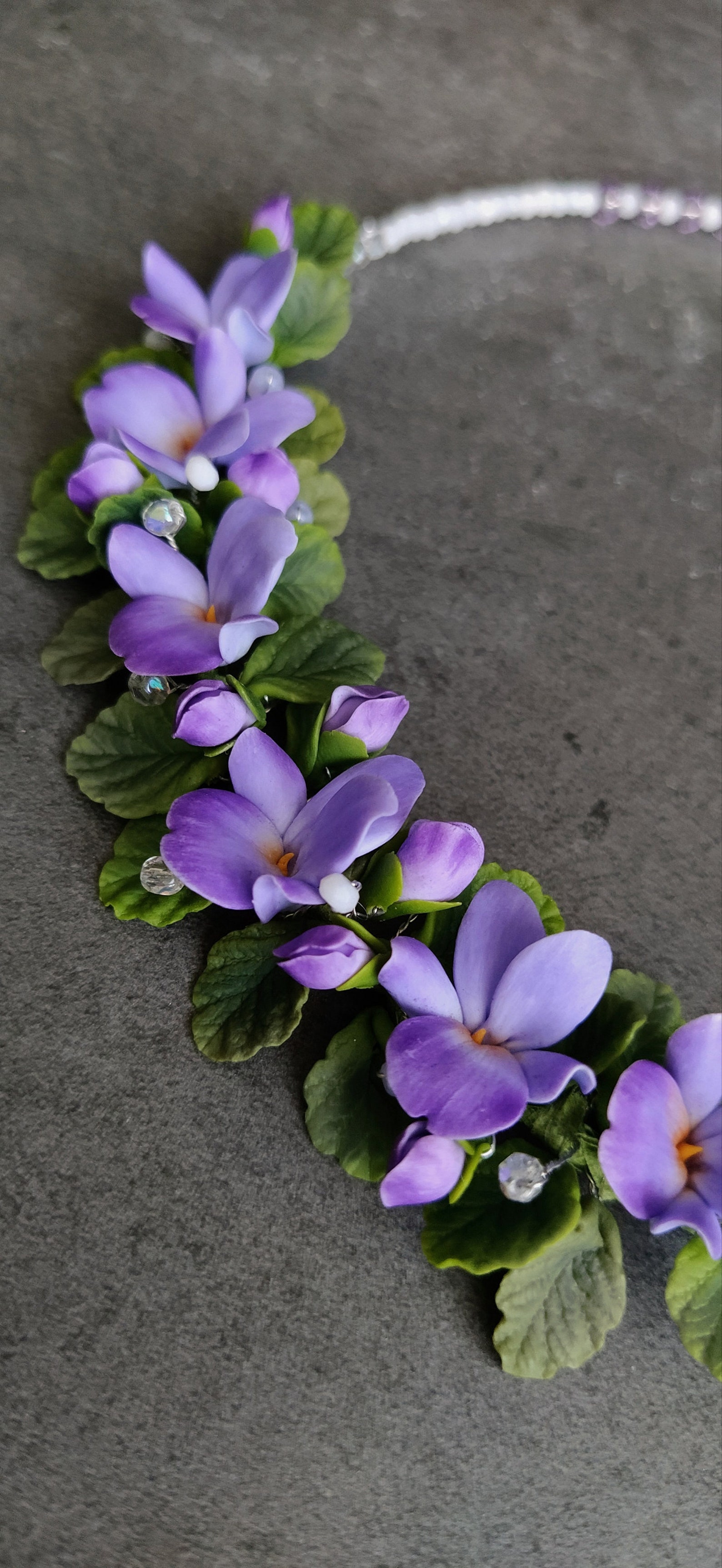 Violet Necklace, Purple Necklace, Viola Jewelry, Polymer Clay Jewelry ...