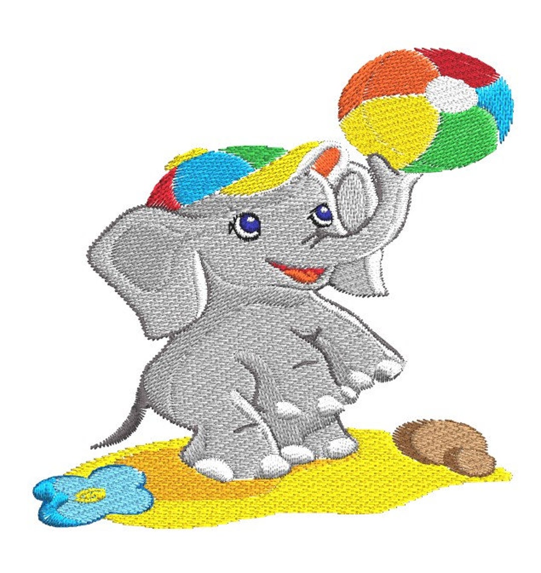 Playing Elephant, Baby, Machine Embroidery Design, Embroidery Designs ...
