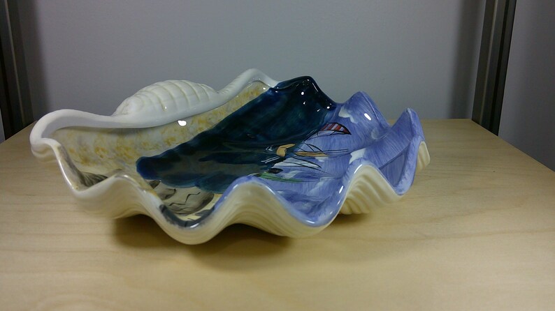 VTG Rare Hand Painted Ceramic Seashell Dish Beach Decor - Etsy