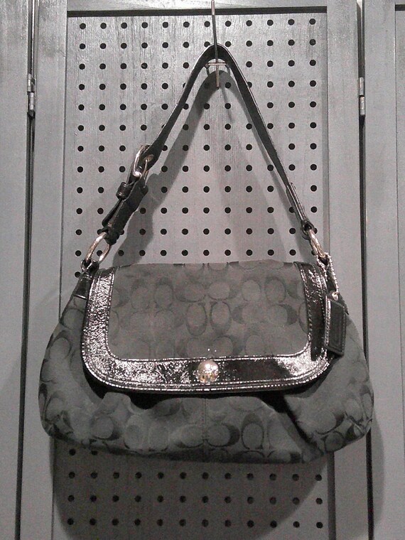 Vintage Coach Soho Pleated Black Leather Tote Bag Pur… - Gem