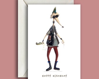 Punk Birthday Card - Etsy