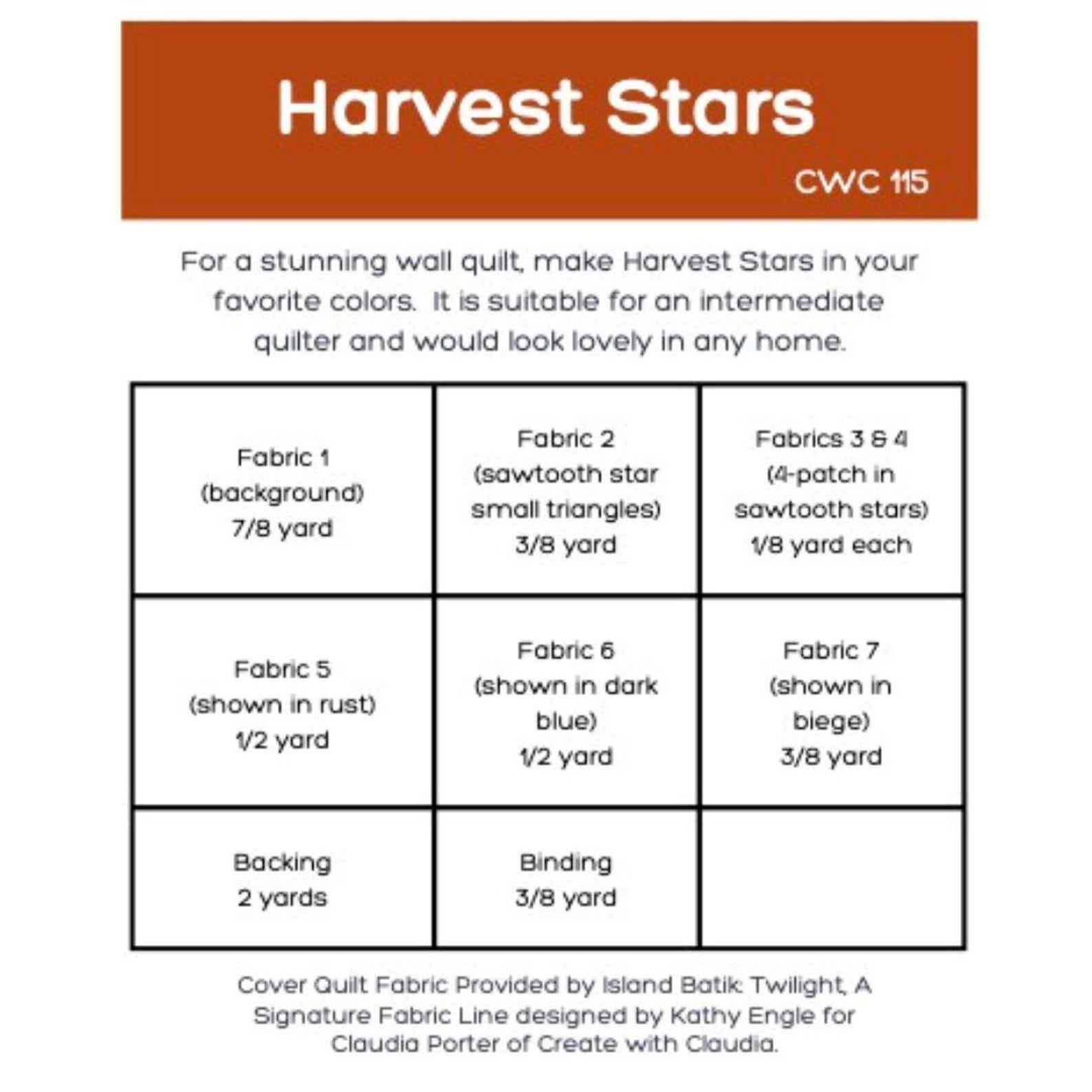 Harvest Stars Quilt Pattern - PAPER Version of Pattern - Intermediate ...
