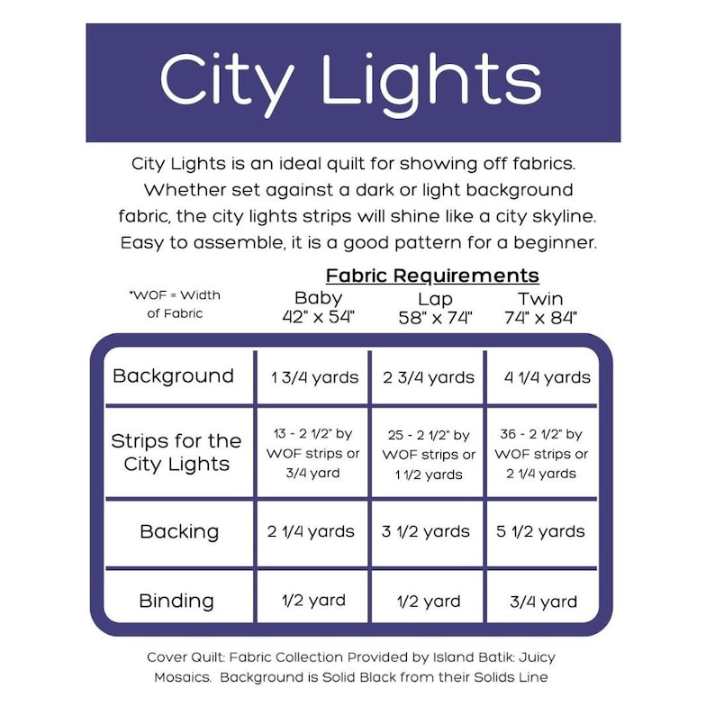 City Lights Quilt Pattern - DIGITAL Version - PDF - 3 Sizes - Beginner - 2 1/2" Strip Friendly ...
