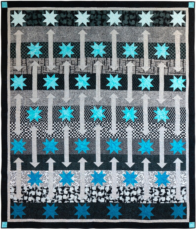 Falling Stars Quilt Pattern - PAPER Version - Directions for a 72" X 84 ...