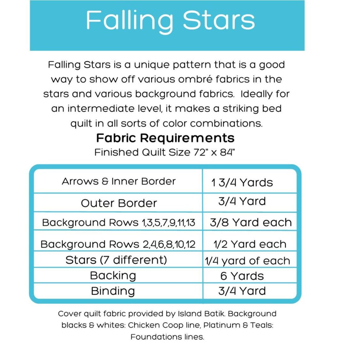 Falling Stars Quilt Pattern - PAPER Version - Directions for a 72" X 84 ...