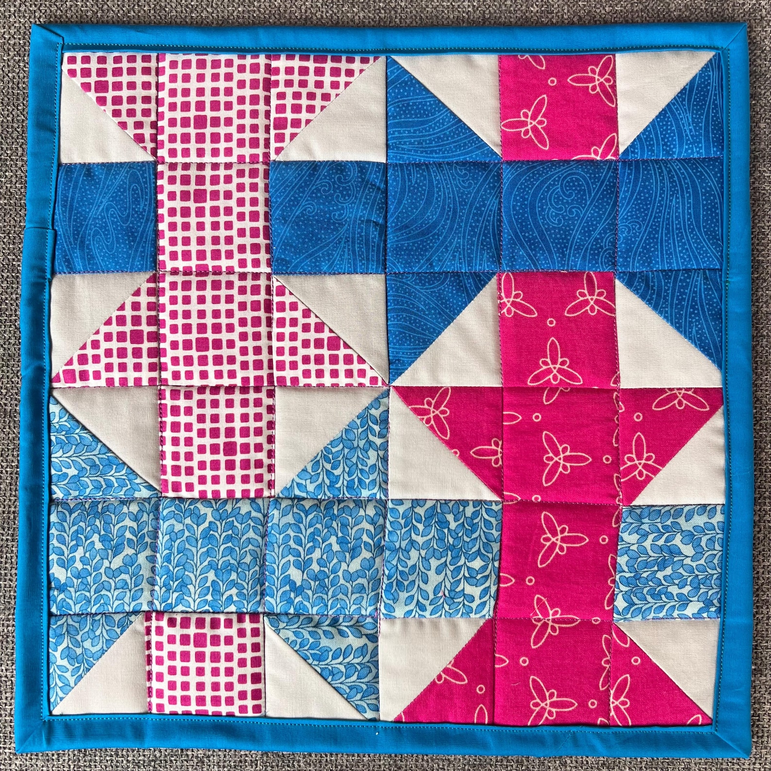 Bold and Modern Mini Quilt - Table Topper - Machine Quilted - About 12 ...