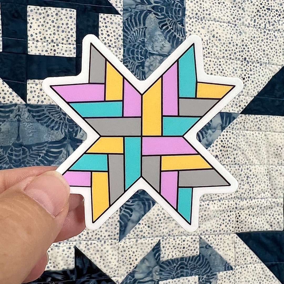 Patchwork Quilt / Quilt Block Die Cut Vinyl Sticker - Measures About 2 ...